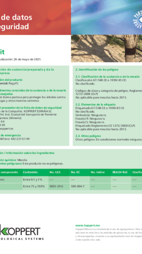 Hoja de Seguridad Pegafit | Koppert México